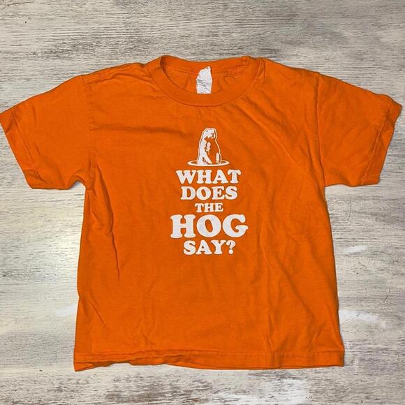 Shirts & Tops | What Does The Hog Say Orange Groundhogs Day Tee Shirt ...